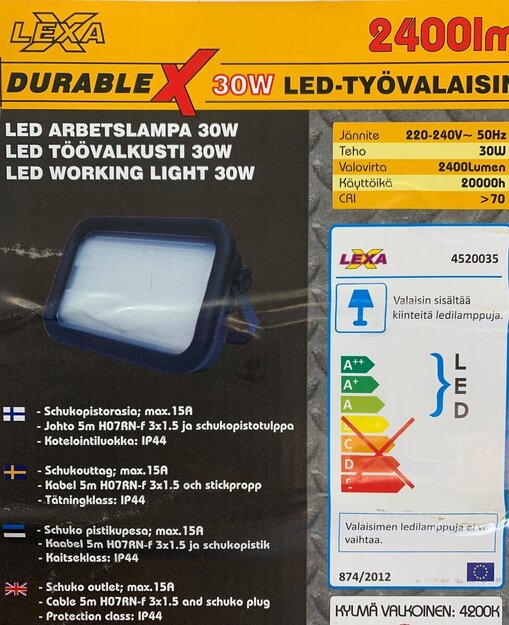 Lexxa LED-työvalaisin 30W 2400lm